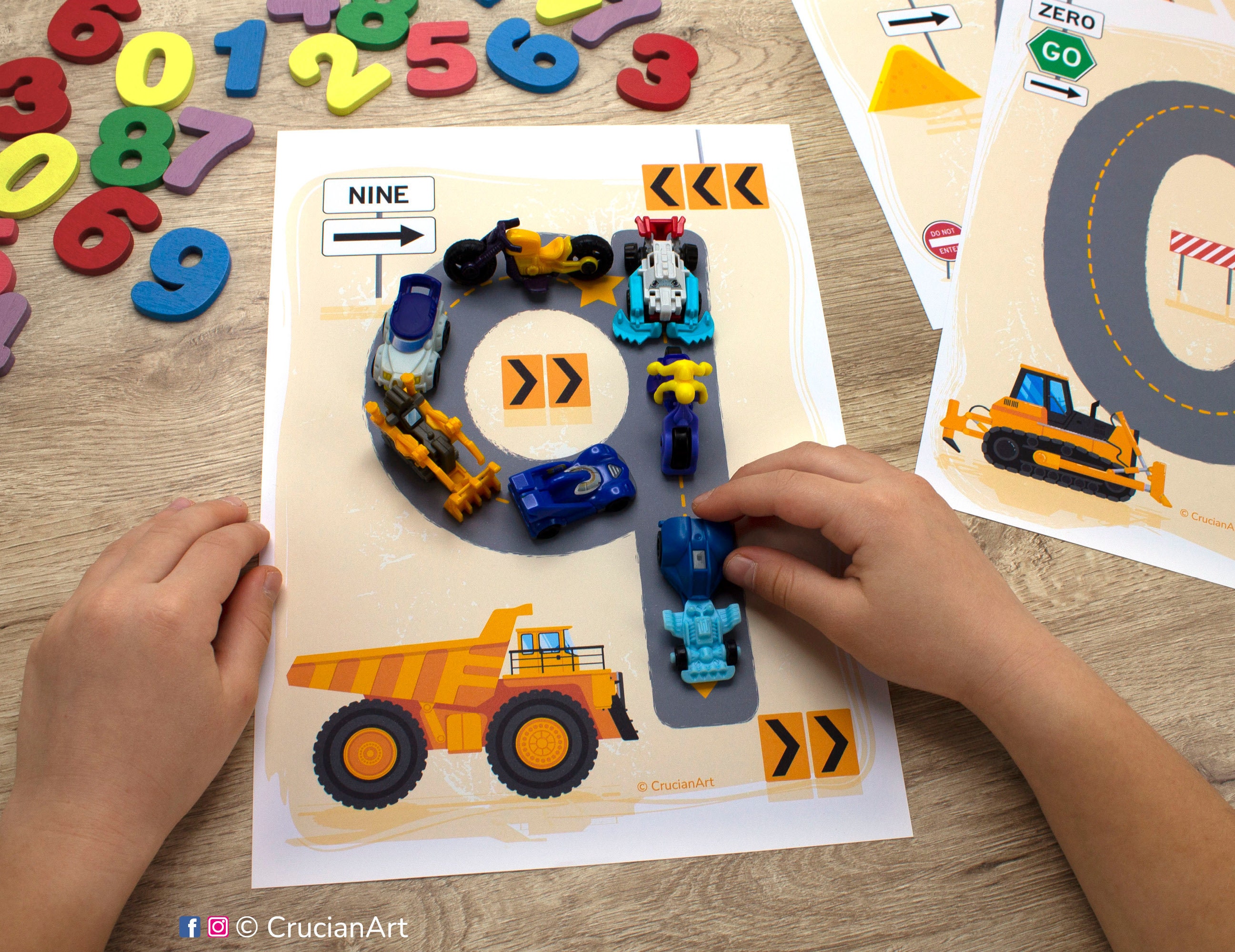 Numbers Printable Road Mat for Boys. Construction Truck Tracing ...