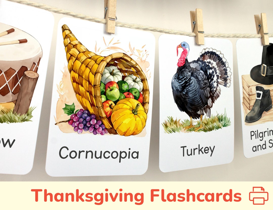Thanksgiving Day Flashcards for Seasonal Vocabulary Boosts. Preschool ...