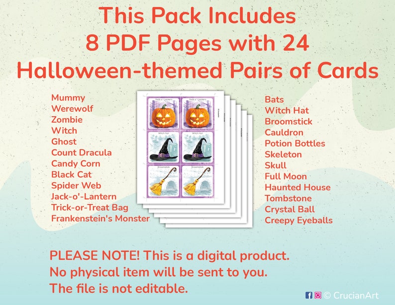 Halloween Memory Game: Printable Toddler Preschool Matching Activity ...