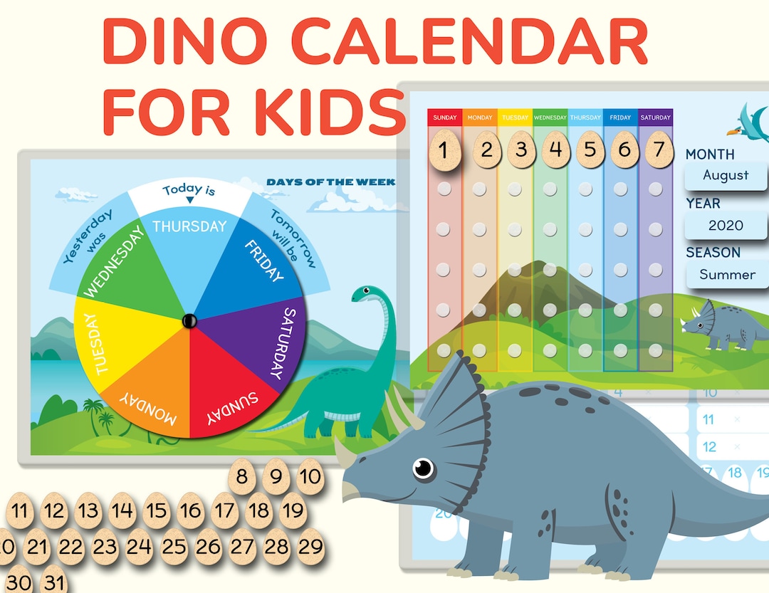Dinosaur Themed Printable Calendar. Learning Circle Time Preschool ...
