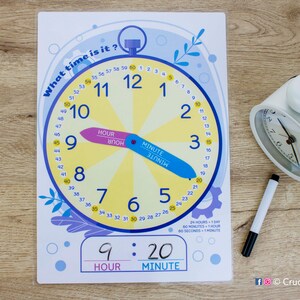 Printable Educational Clock. Learn to Tell Time Worksheet for | Etsy