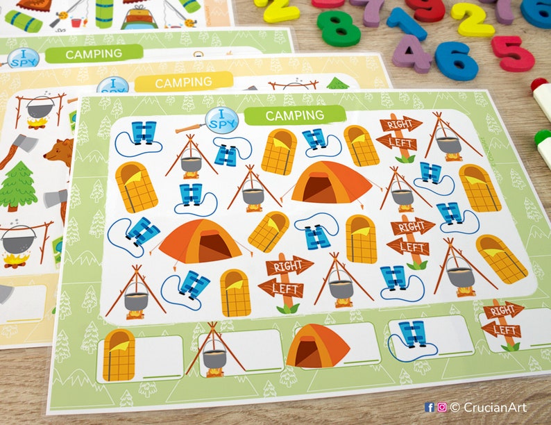 Camping I Spy Counting Activity. Preschool Learning Worksheets ...