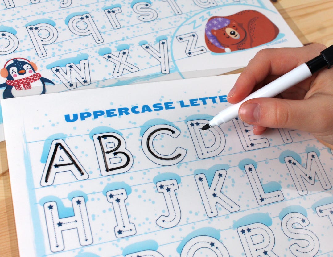 Winter Alphabet Tracing Worksheets: Printable Handwriting Practice ...