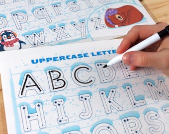Winter Alphabet Tracing Worksheets: Printable Handwriting Practice ...