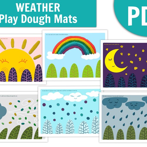 WEATHER PLAY DOUGH Printable Mats. Playdough Activity Mat for - Etsy