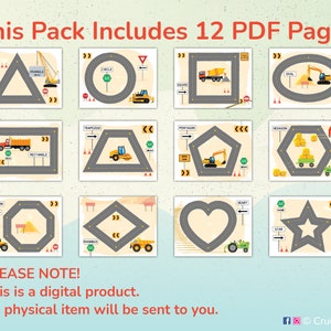 2D Shapes Printable Road Mat for Boys. Construction Truck Tracing ...