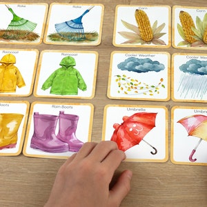 Fall Theme Matching Cards: Printable Learning Activity for Toddler ...