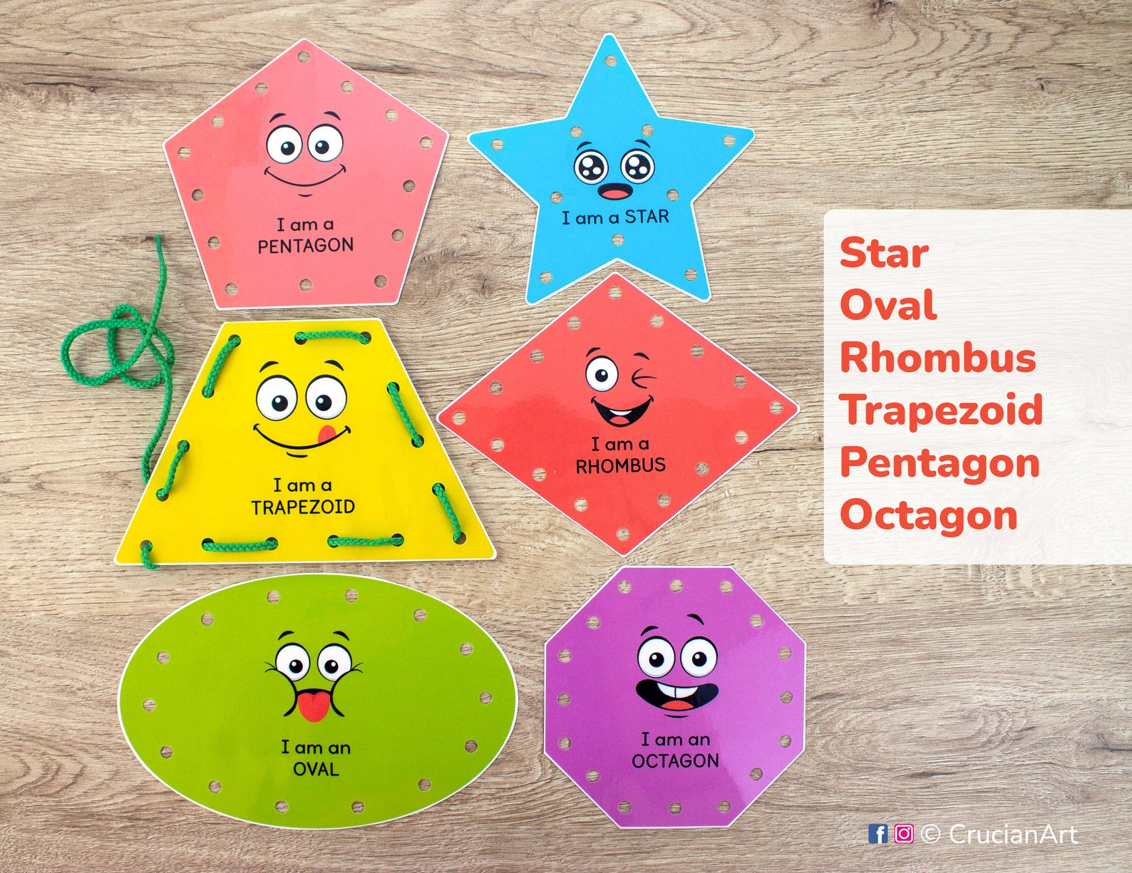 Shapes Printable Lacing Cards. Toddler and Preschool Fine Motor Skill ...
