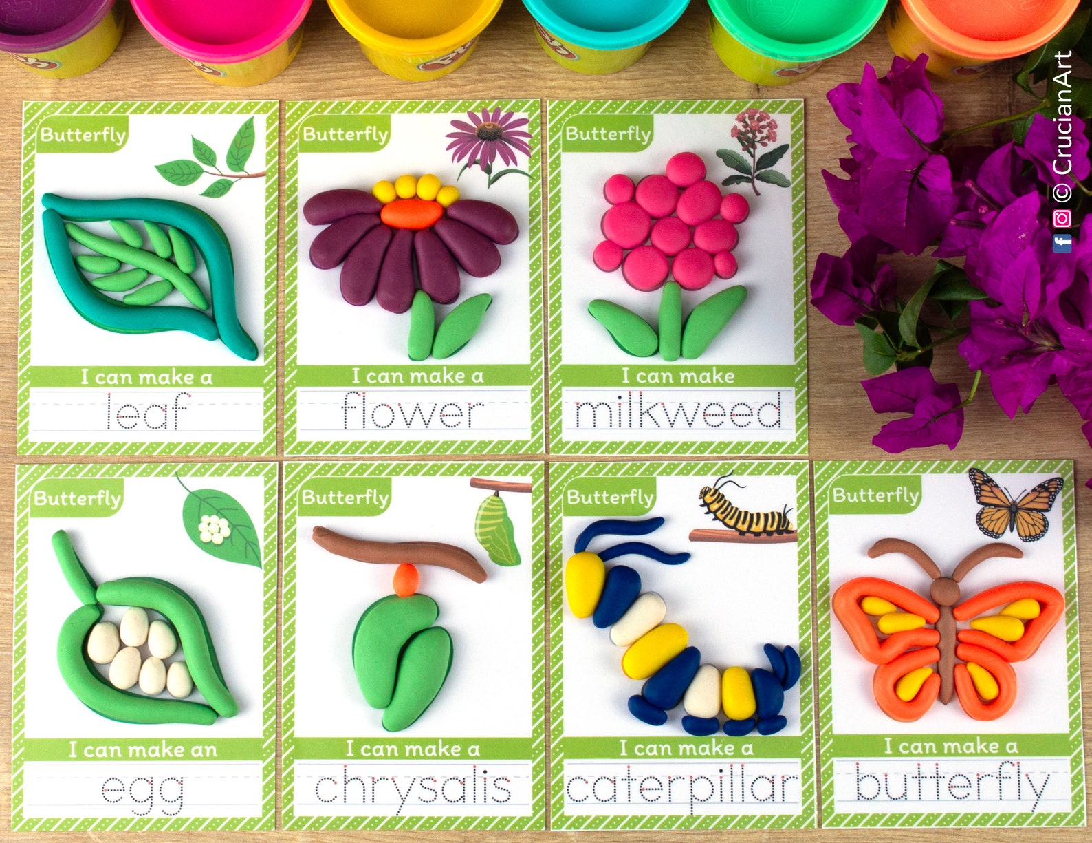 Life Cycle of Butterfly Playdough Mats: Printable Play Dough Activity ...