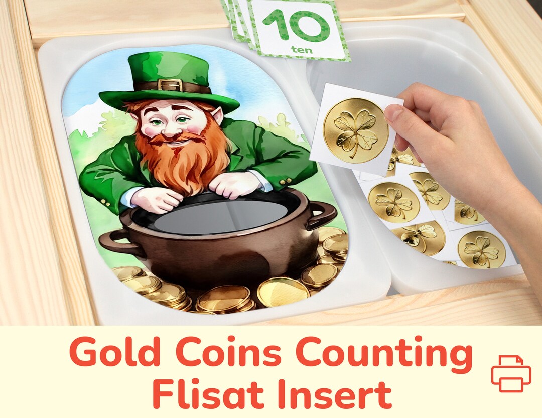 Patrick's Day Gold Coins Counting Activity: Printable Leprechaun Flisat ...
