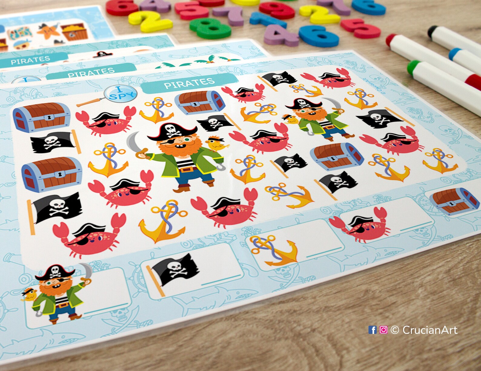 Pirates I Spy Counting Activity. Count to 10 Worksheets for Boys. Early ...