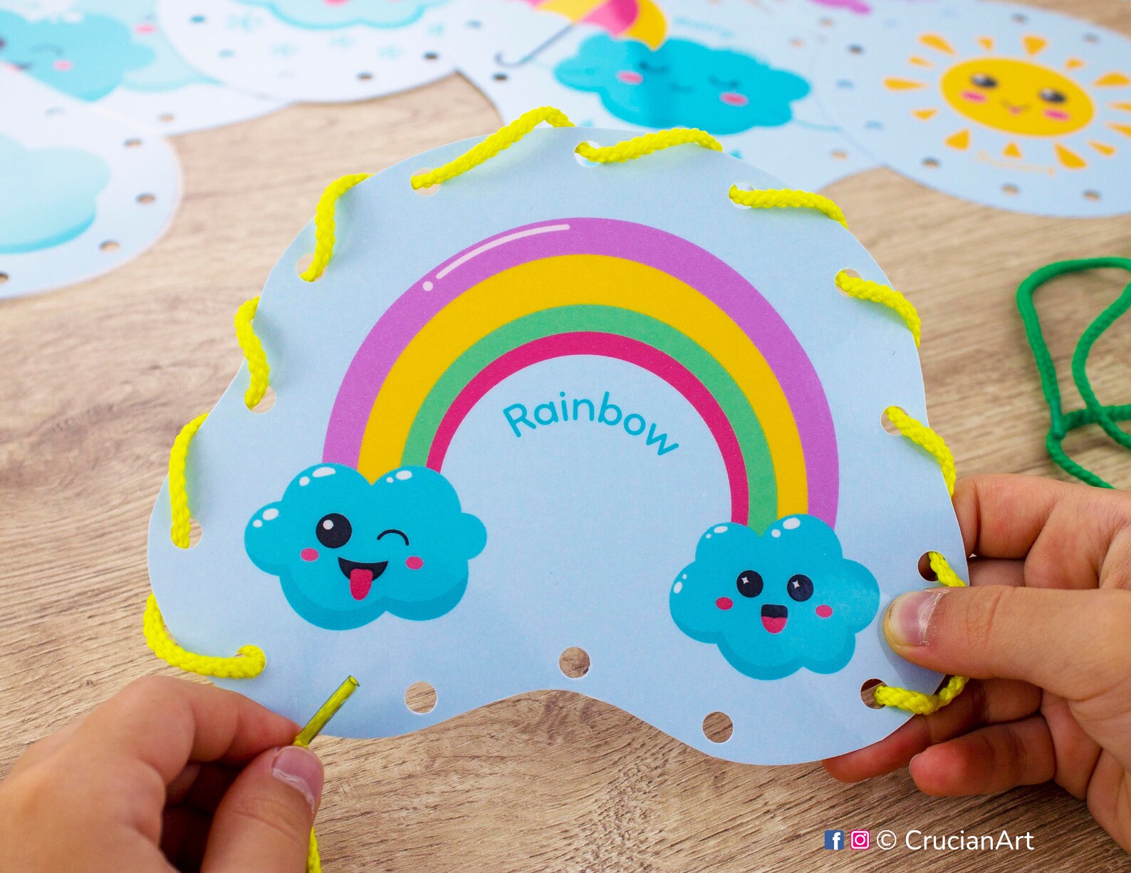 WEATHER Lacing Cards. Printable Fine Motor Skill Tying Toy for | Etsy