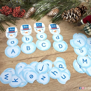 Snowman Alphabet Printable Activity for Preschool, Toddler. Uppercase ...