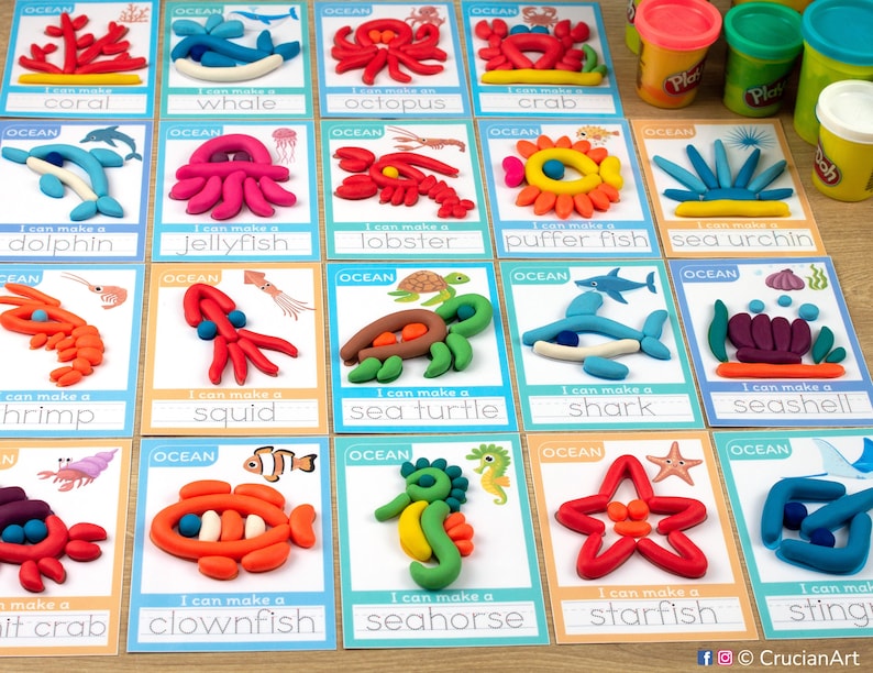 Ocean Animals Playdough Mats: Printable Play Dough Activity for Toddler ...