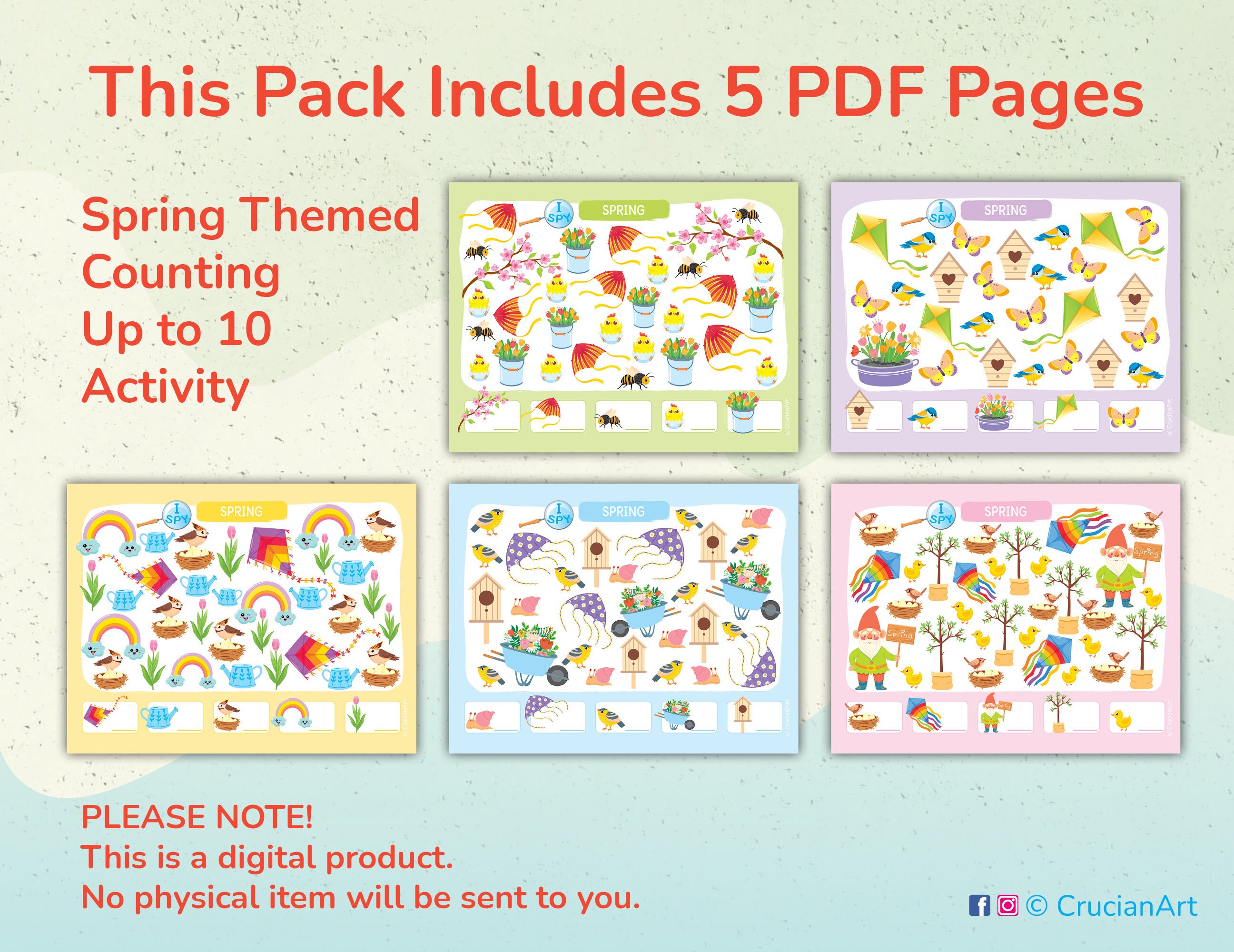 Spring Counting Activity. I Spy Printable Worksheets. - Etsy