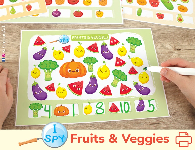 Fruits & Veggies I Spy Activity. Fruit and Vegetables Printable ...