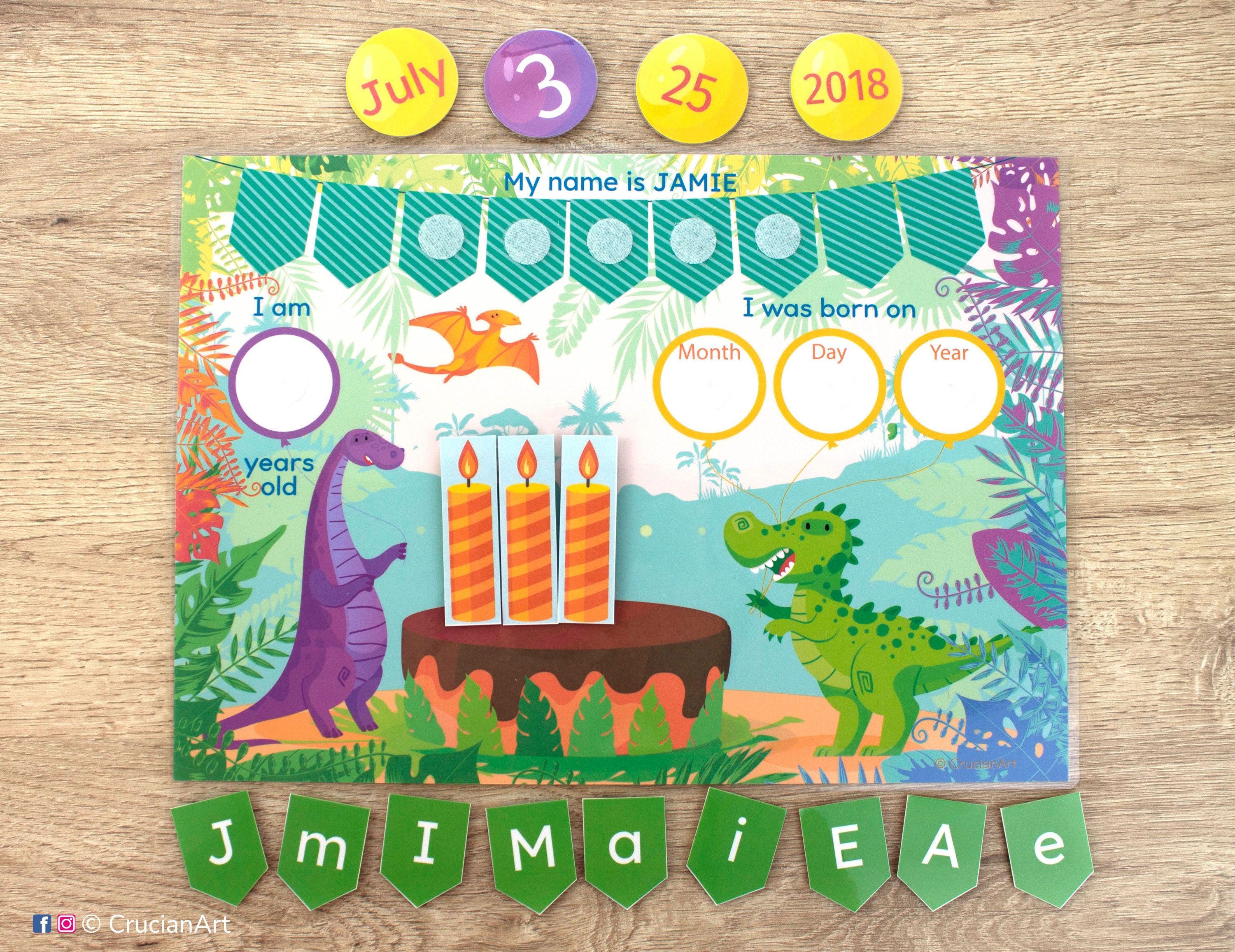 Dinosaur Themed Custom Name Spelling Activity. Printable Toddler Name ...