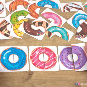 Donut Matching Cards. Printable Match Halves Activity. Toddler ...