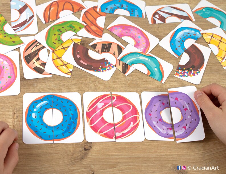 Donut Matching Cards. Printable Match Halves Activity. - Etsy