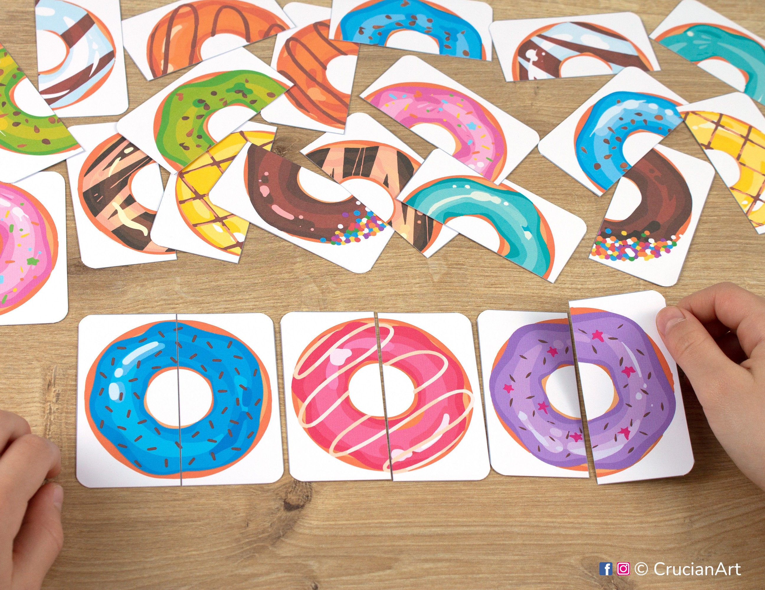 Donut Matching Cards. Printable Match Halves Activity. Toddler ...