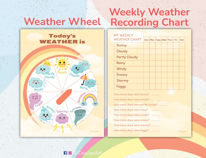 Boho Colors Weather Wheel Printable Activity. Homeschool, Preschool ...