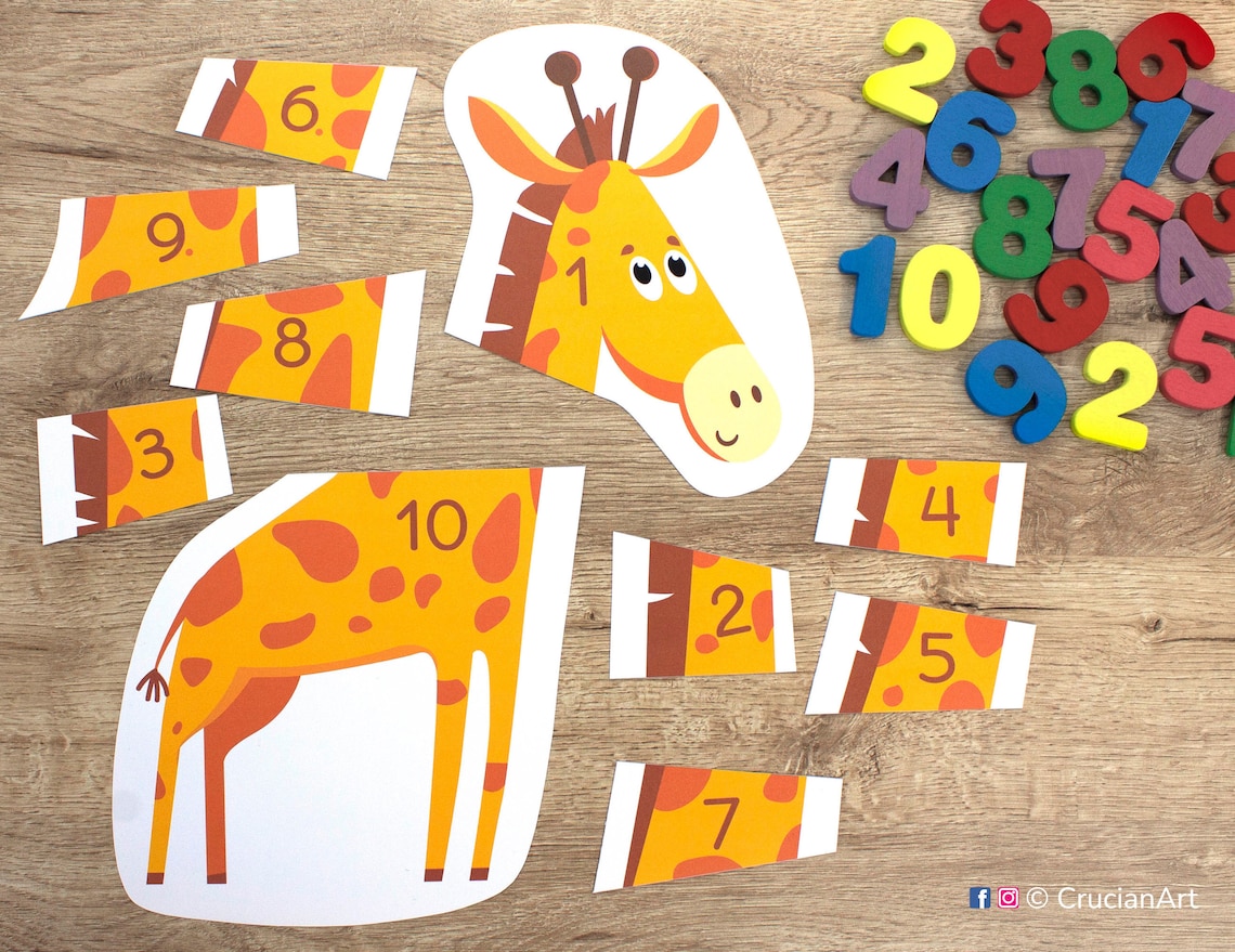 Giraffe Numbers 1-10 Printable Activity. Toddler and Preschool - Etsy