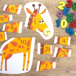 Giraffe Numbers 1-10 Printable Activity. Toddler and Preschool Number ...