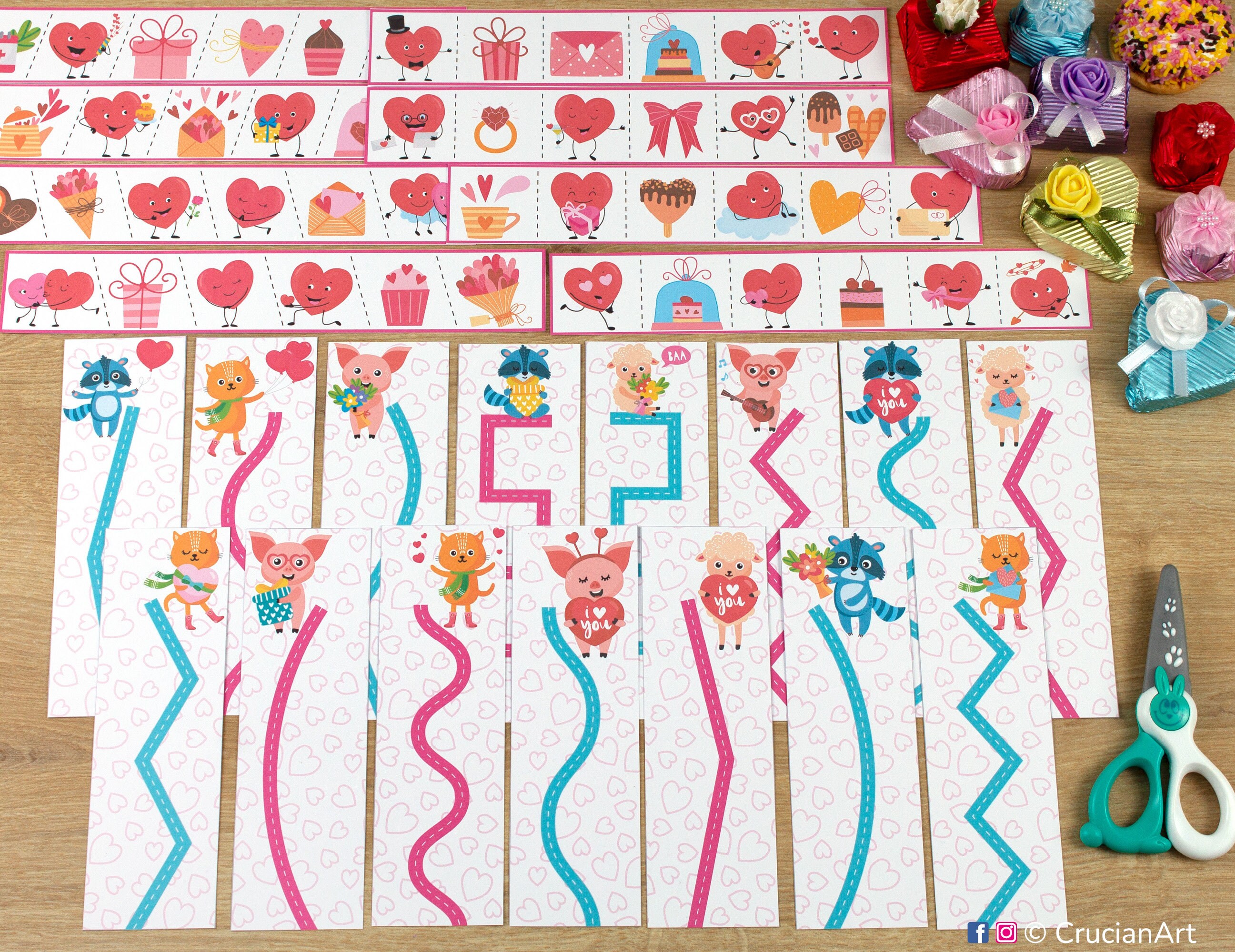 Valentine's Day Scissor Strips. Cutting Skills Activity. Preschool ...