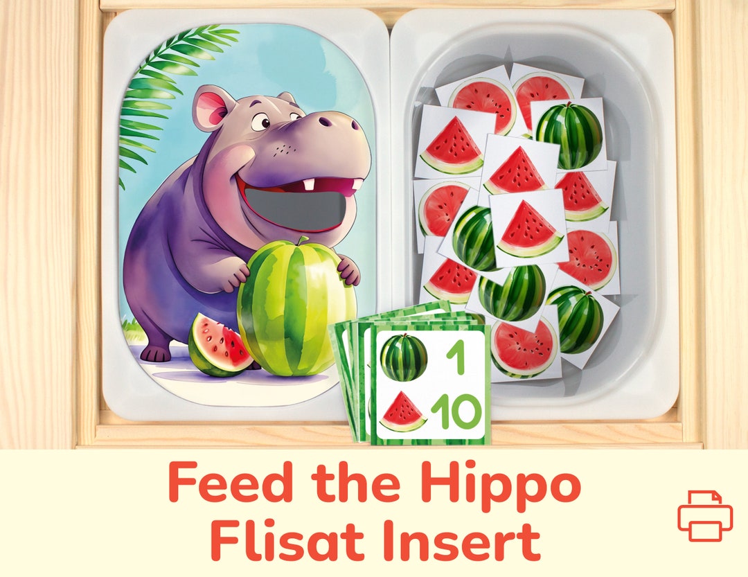 Feed the Hippo Watermelon Flisat Insert: Sort and Count to 12 Printable ...