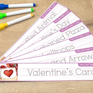 Valentine's Day Handwriting Worksheets: Vocabulary Activity Printable ...