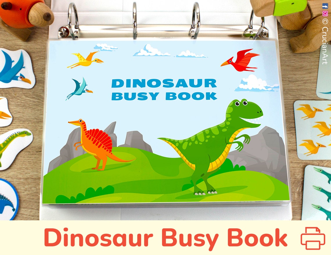 Dinosaur Toddler Printable Busy Book. Learning Quiet Workbook. Binder ...