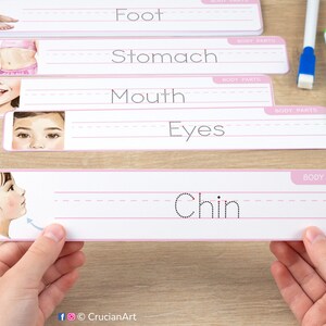Girl Version Body Parts Tracing Strips: Printable Educational ...