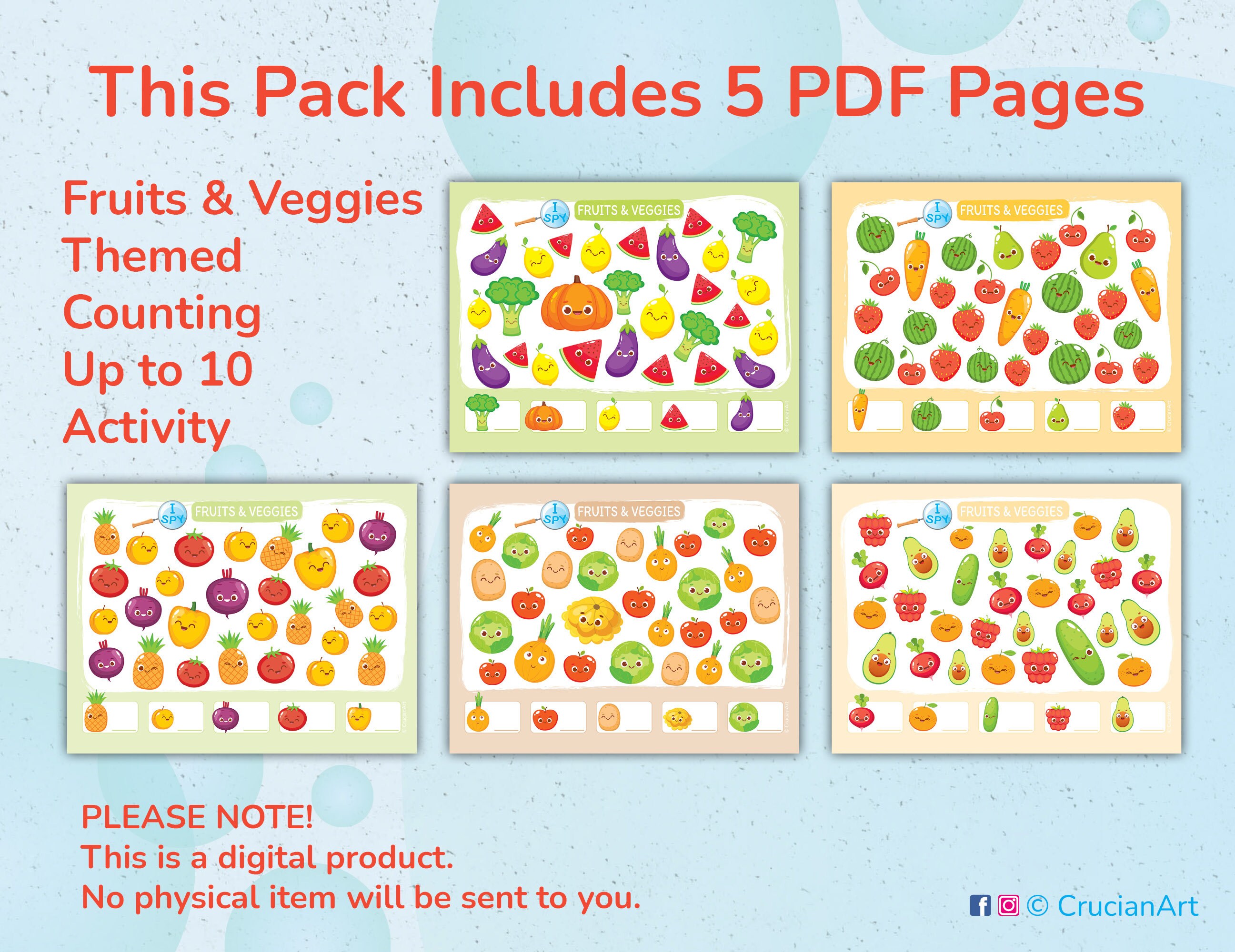 Fruits & Veggies I Spy Activity. Fruit and Vegetables Printable ...