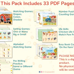 Farm Busy Book: Printable Toddler Preschool Activity Book. Farm Animals ...