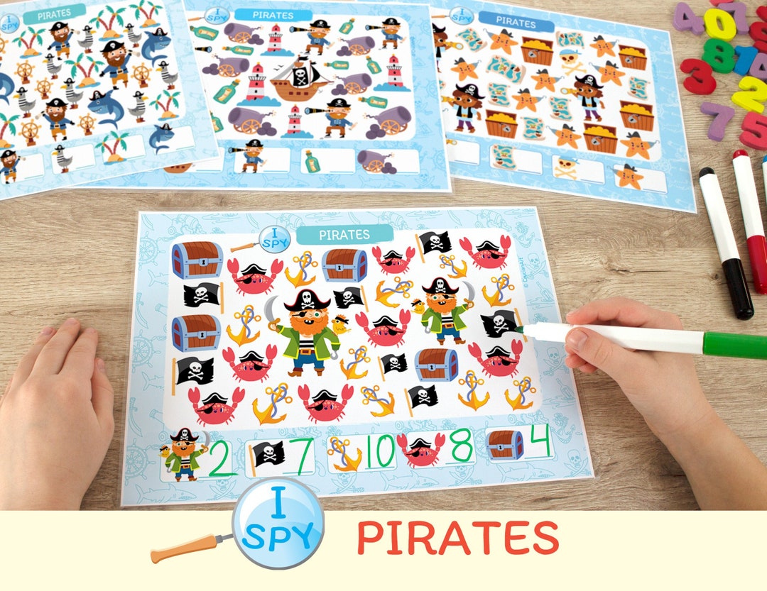 Pirates I Spy Counting Activity. Count to 10 Worksheets for - Etsy
