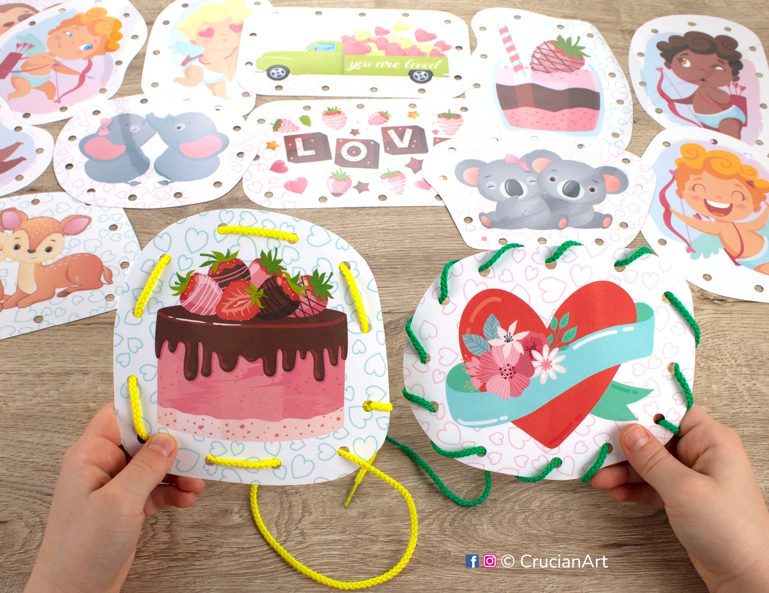 VALENTINE'S DAY Lacing Cards. Printable Fine Motor Skill | Etsy