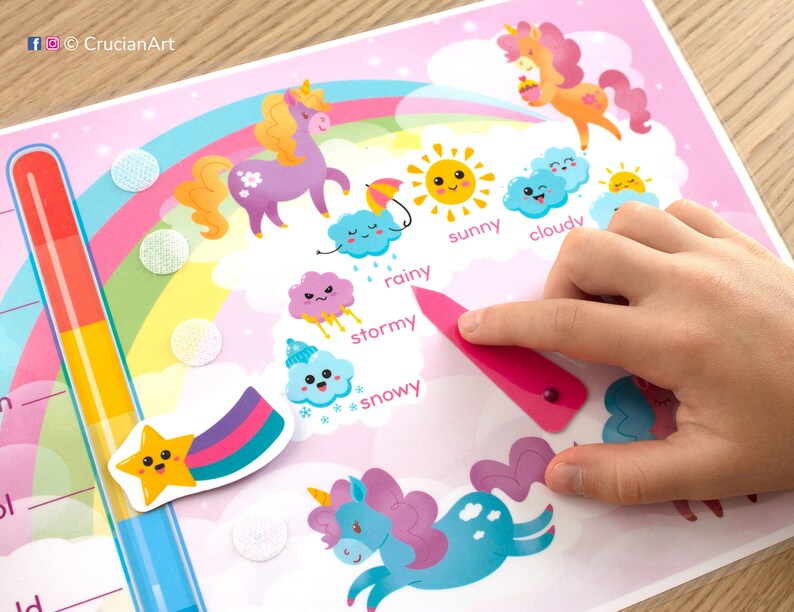 Rainbow Unicorn Weather Activity. Printable Learning Material. - Etsy