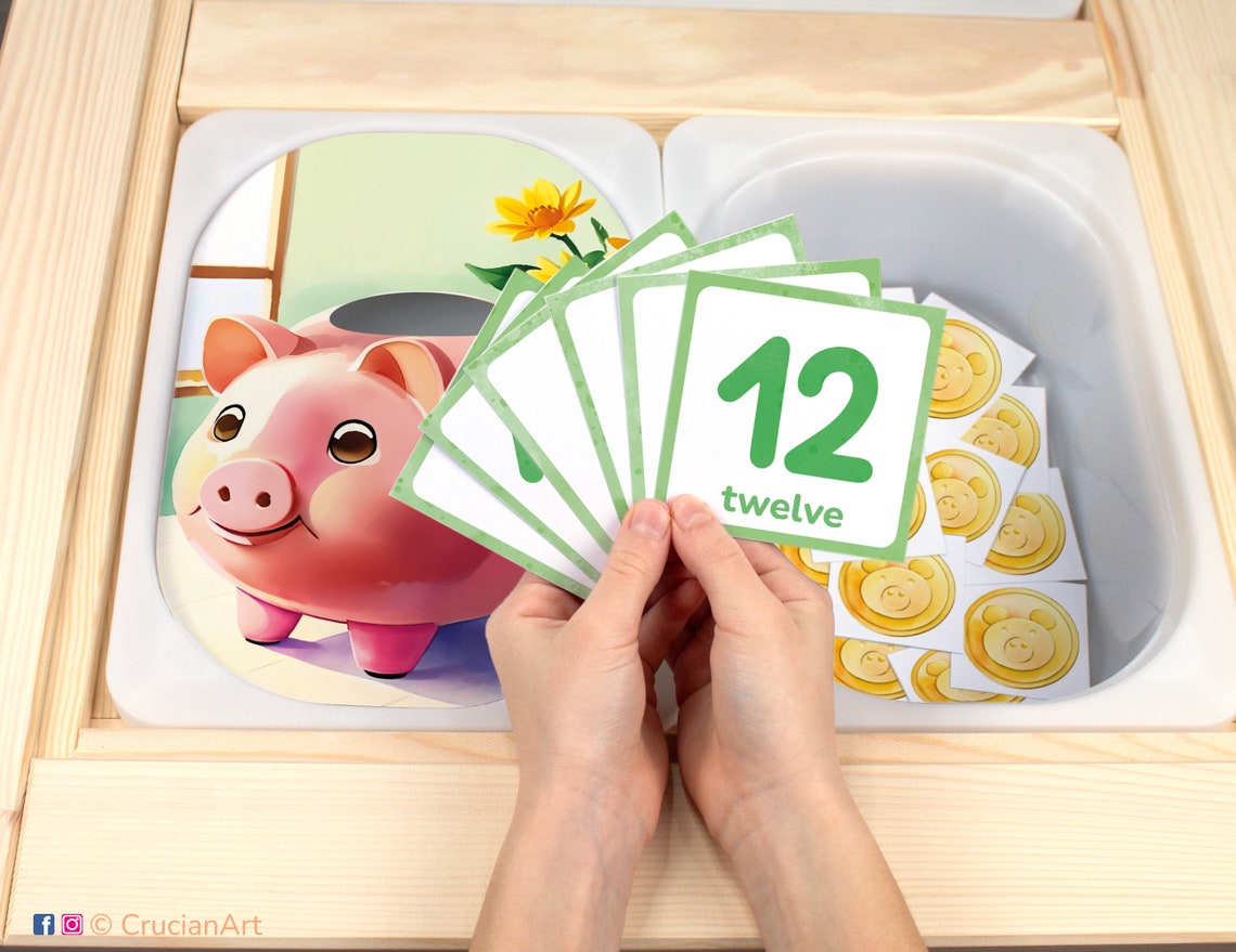 Piggy Bank Coins Counting Activity: Printable Flisat Insert for Sensory ...