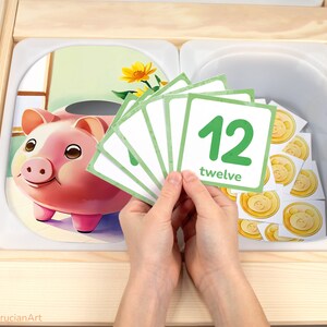 Piggy Bank Coins Counting Activity: Printable Flisat Insert for Sensory ...