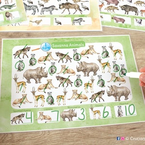 Savanna Animals I Spy Counting Activity. Preschool Learning Worksheets ...