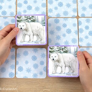 Polar Animals Memory Game: Printable Toddler Preschool Kindergarten ...
