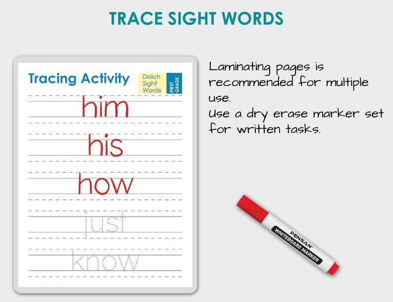 1st Grade DOLCH Sight Words. Printable First Grade Dolch Sight Word ...