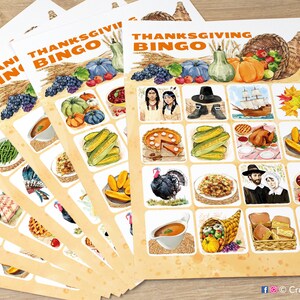 Thanksgiving Day Bingo Game: Printable Preschool, Kindergarten, Toddler ...