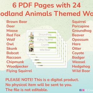 Woodland Animals Handwriting Worksheets: Printable Vocabulary Activity ...