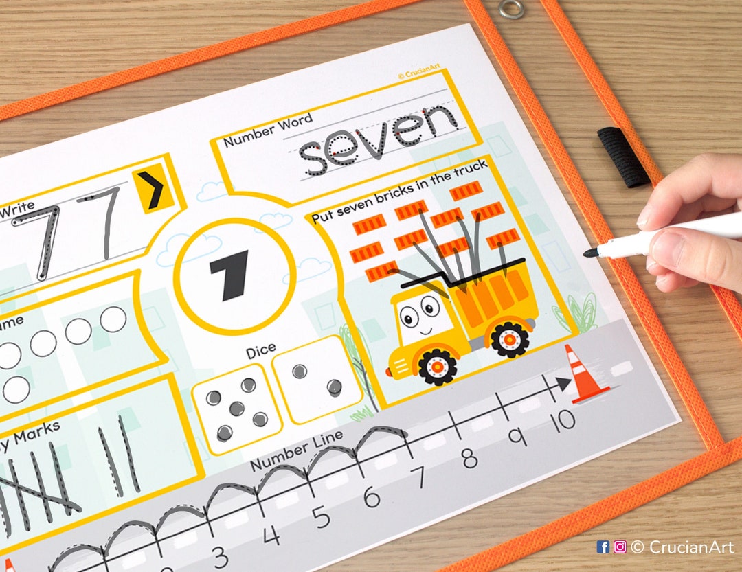 Construction Truck Number Tracing Workbook. Homeschool Learning ...