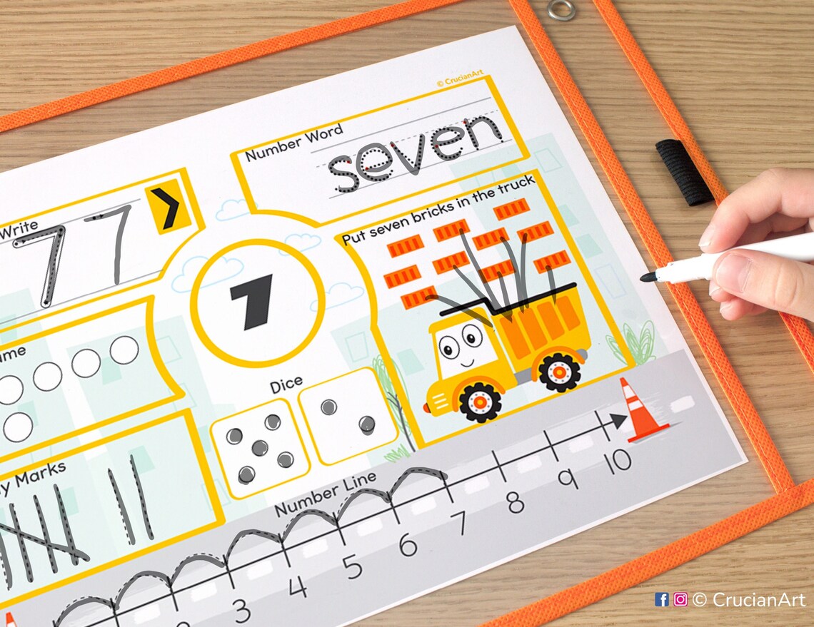 Construction Truck Number Tracing Workbook. Homeschool - Etsy