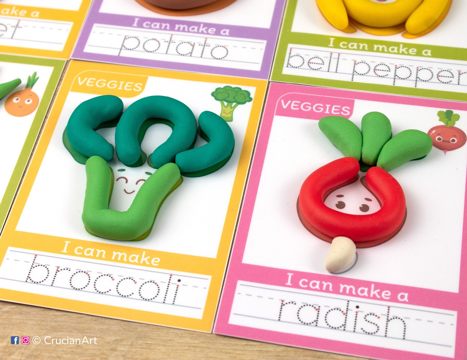 Vegetables Playdough Mats. Printable Toddler Preschool Educational ...