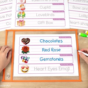 Valentine's Day Handwriting Worksheets: Vocabulary Activity Printable ...