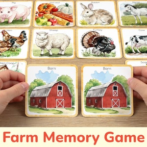 On the Farm Memory Game: Printable Matching Activity. Farm Animals ...