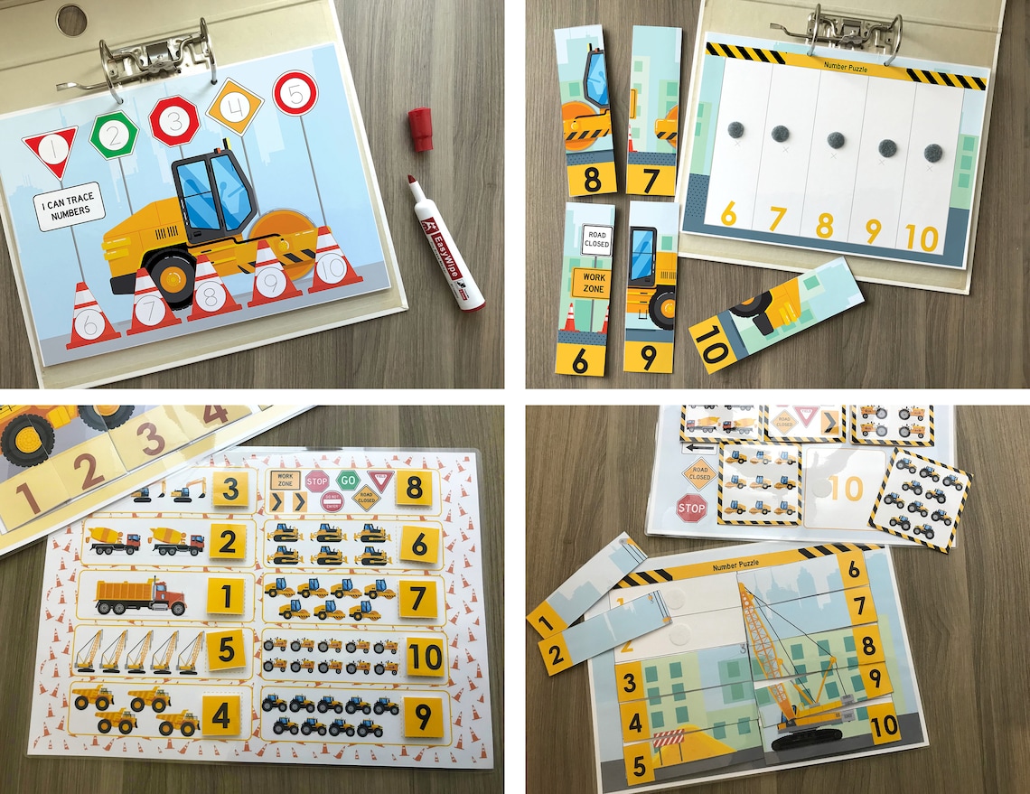 Construction Vehicles Numbers 1-10 & Counting Printable Busy Book ...